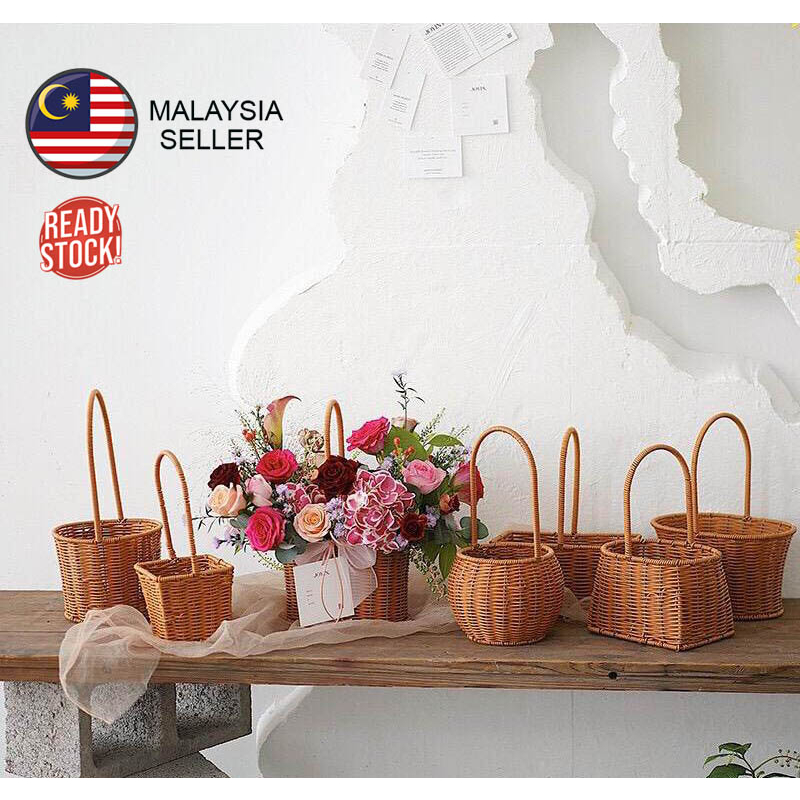Handmade Woven Rattan Basket / Flower Hand Gift Basket / Florist Basket ...