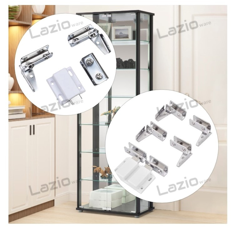 5-8mm internal Hi-Fi magnet glass hinge clamp cabinet wood screw type ...