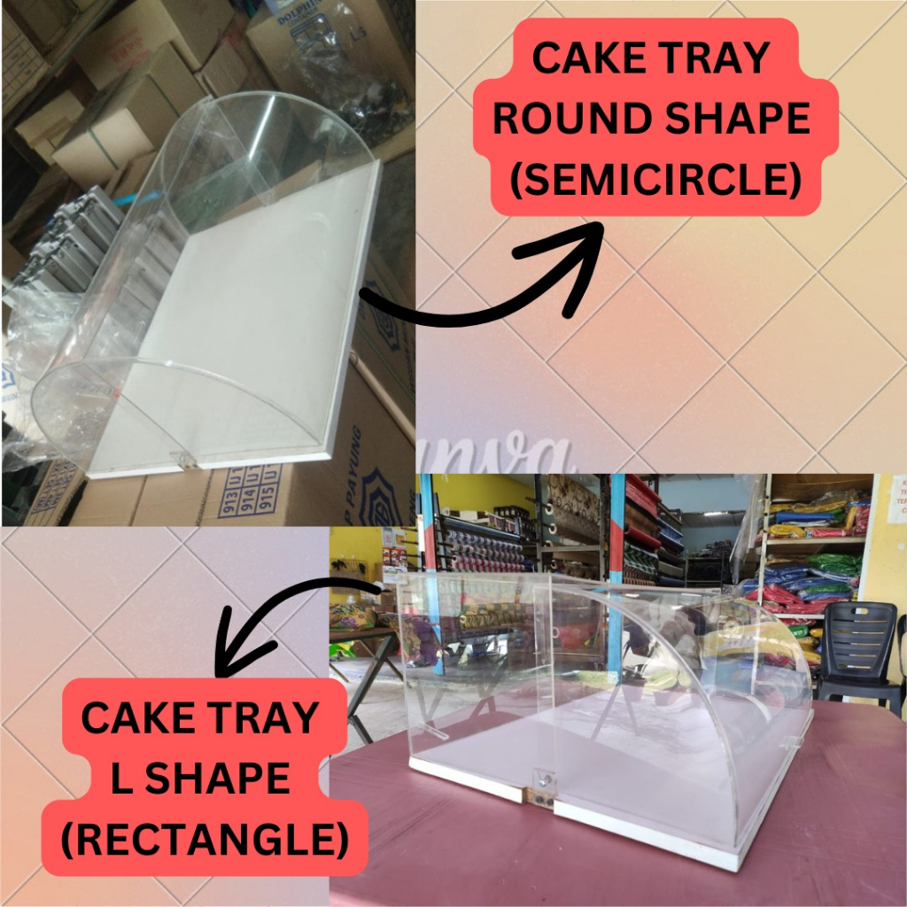 CAKE TRAY L SHAPE / ROUND SHAPE CAP PAYUNG TEMPAT SIMPAN MAKANAN SESUAI ...
