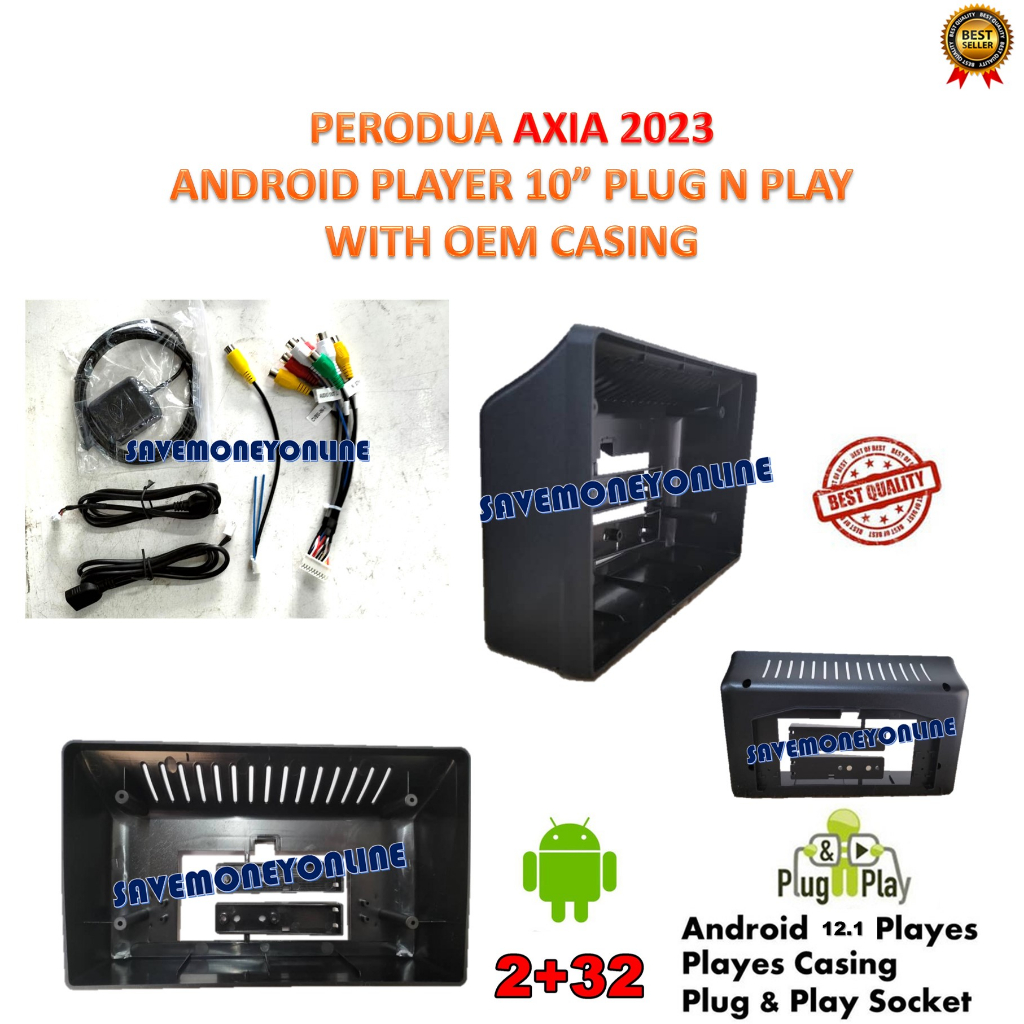 Perodua AXIA 2023 android player 10 inch PLUG N PLAY with OEM casing ...