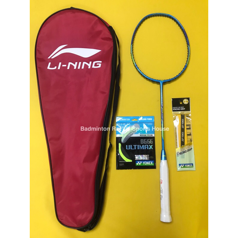 LI-NING WINDSTORM 75 4U5G BADMINTON RACKET (Blue+Green) FREE STRING ...