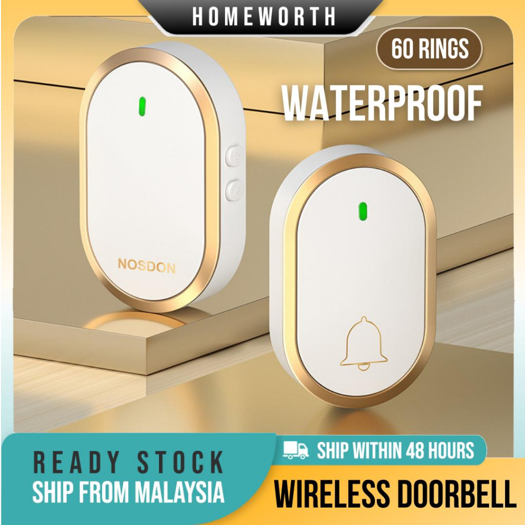 HOMEWORTH Malaysia 3-pin Plug】Wireless Doorbell Smart Door Bell 60 ...