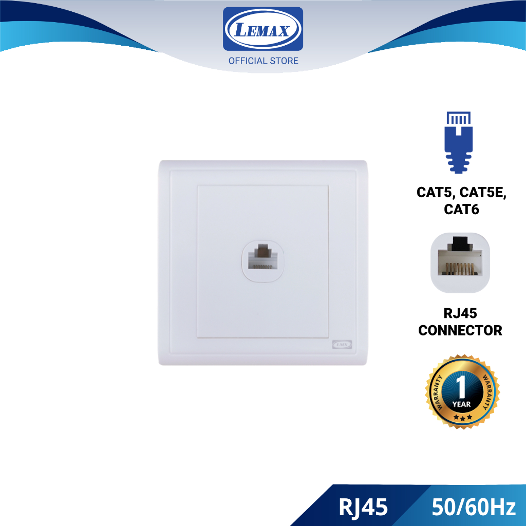 LMX RJ45 CAT5/5E/6 Network Socket 1 Gang Internet Connector LAN Data ...
