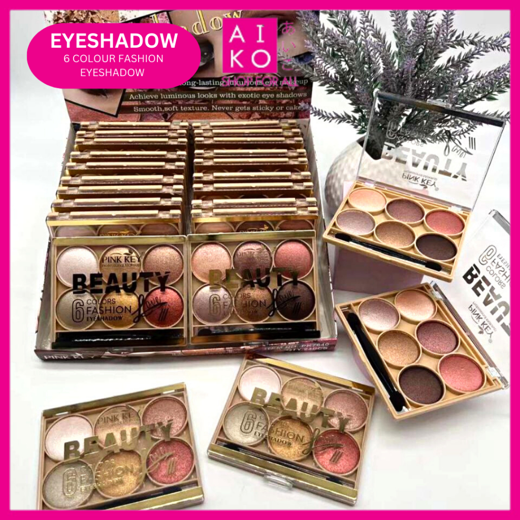 (AIKO) PINK KEY BEAUTY 6 COLOUR FASHION EYESHADOW (1PCS) (PK7640 ...