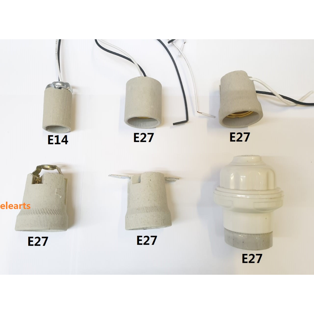 E14 CERAMIC LAMP HOLDER 27MM X 25CM X 37MM / E27 PORCELIN HOLDER / E27 ...