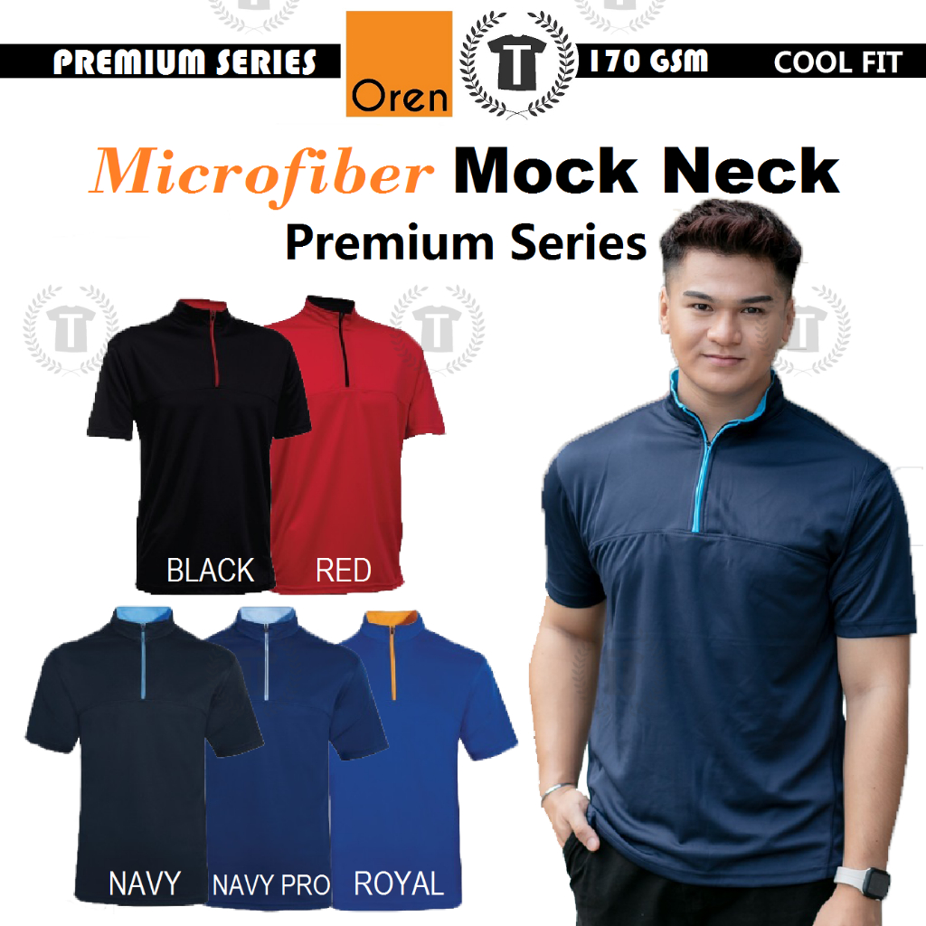 【Premium】- QD18 Unisex Microfiber Mock Neck with Zip Jersey - BLACK/RED ...