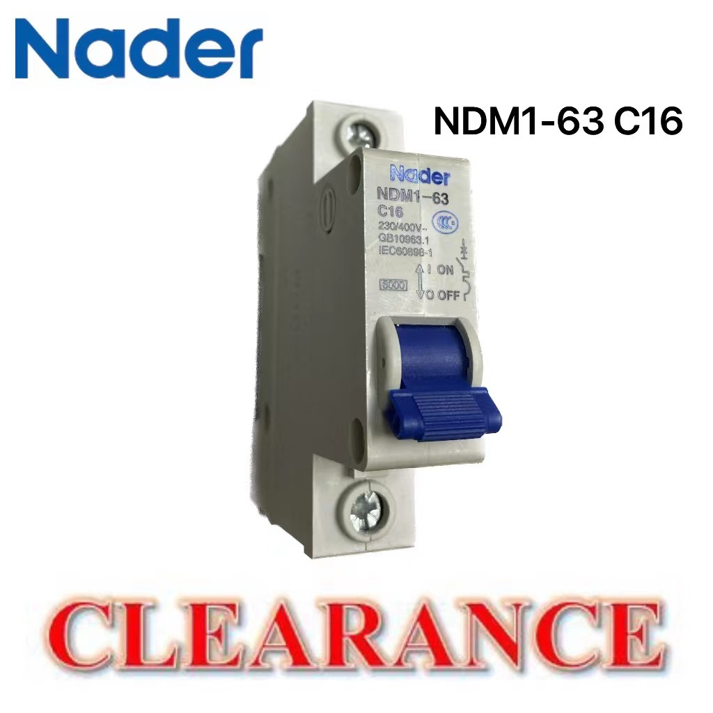NADER NDM1-63 C16/ C20/ C25/ C40/ C63 MINIATURE CIRCUIT BREAKER 230/400V~ 1P 6kA/ 6kA/ 6kA/ 4 ...