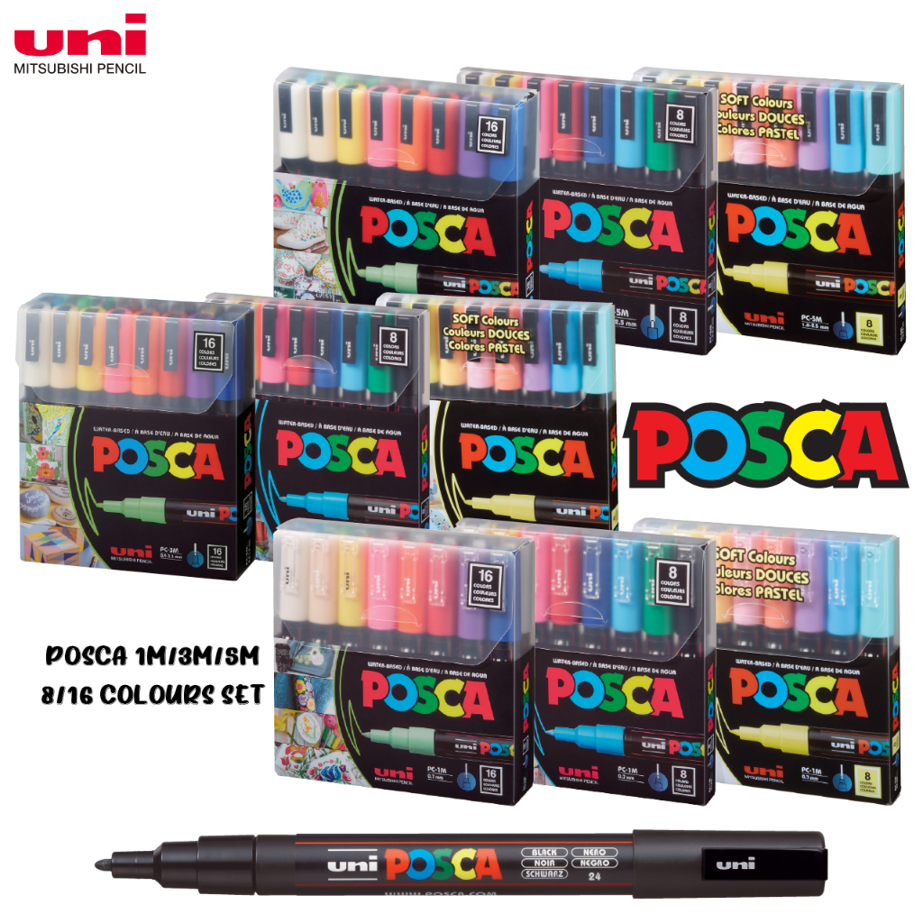【Uni】Posca Water Based Paint Marker Set For All Surface Painting [BUY1 ...
