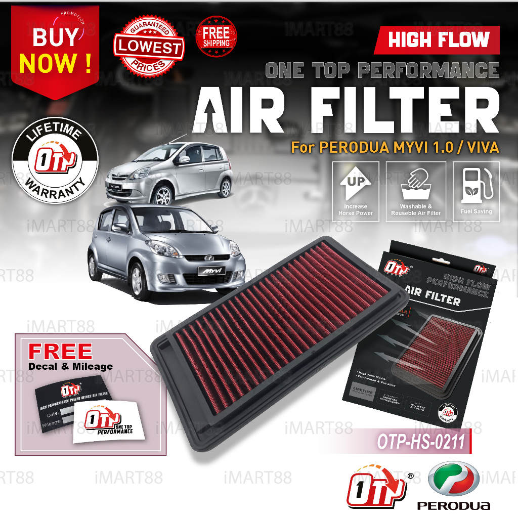 OTP Washable Drop In Air Filter High Performance Perodua MYVI 1.0 VIVA ...