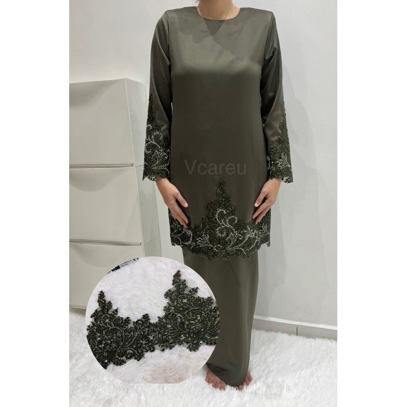 Border lace manik tinggi 31cm patch lace beaded lace | Shopee Malaysia