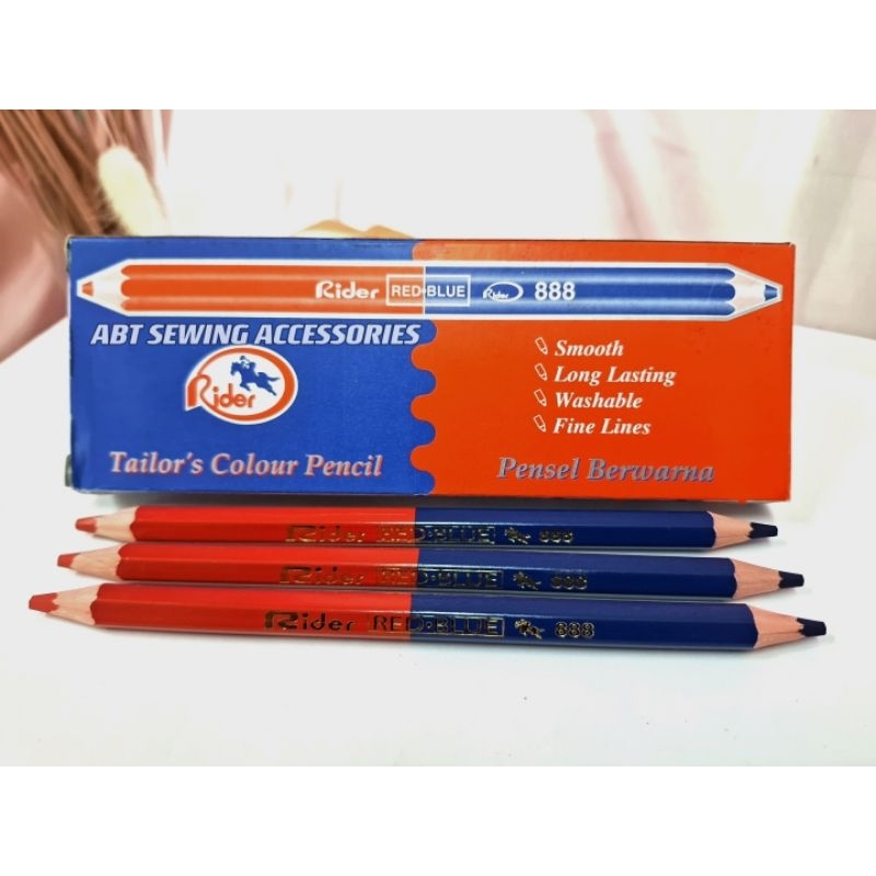 RIDER 888 Tailor's Pencil (Dual Colours)1Pc/Pencil Jahit/Pencil Penanda ...