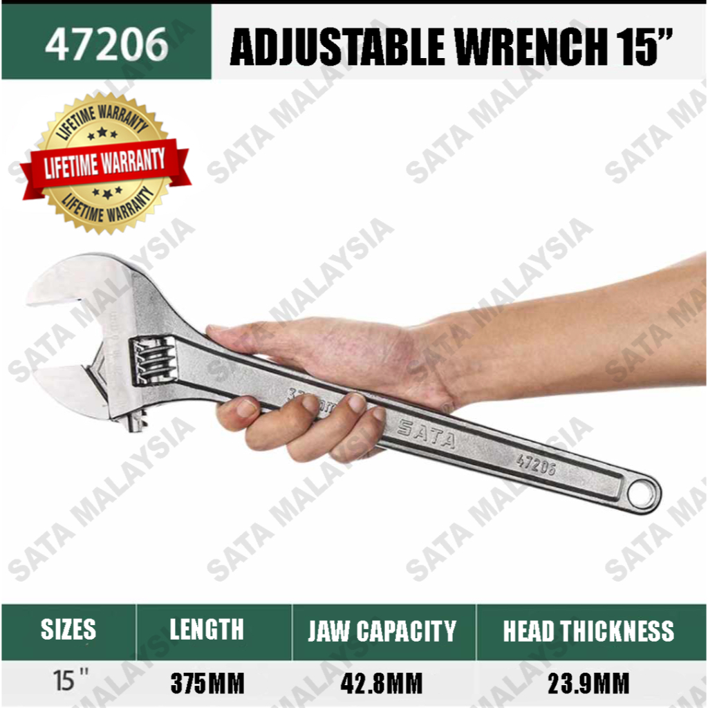 SATA Adjustable Wrench 4" 6" 8" 10" 12" 15" High Quality Spanner Spana ...