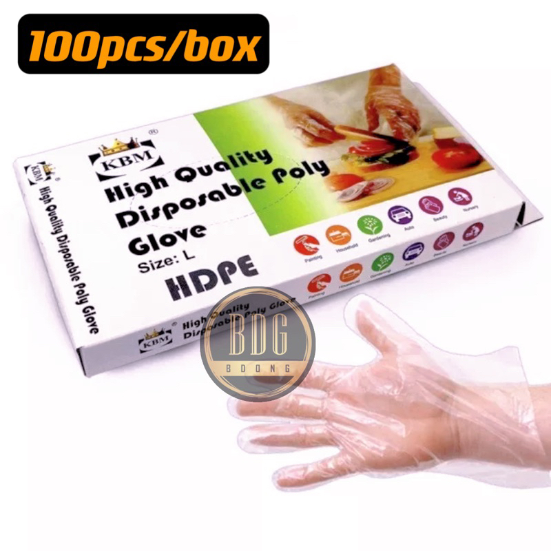 HDPE Plastic Poly Gloves (100pcs±) / Disposable Plastic Glove / Sarung Tangan Plastik | Shopee ...