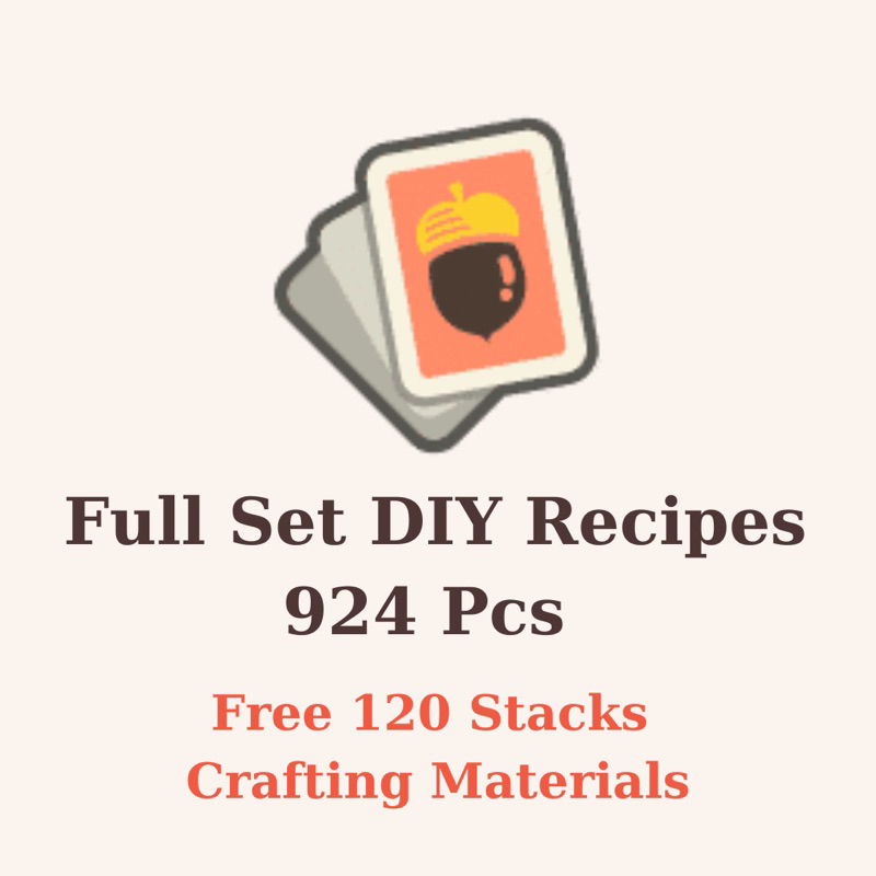 Animal Crossing Full Set DIY Recipes/ Cooking Recipes / 924 Pcs DIY ...