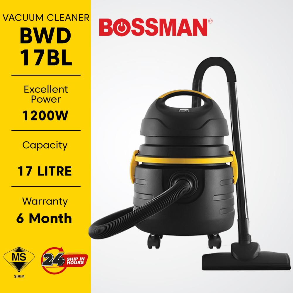 BOSSMAN BWD-17BL 17 Litre Wet Dry Vacuum Cleaner 1200 Watt Max Wet ...