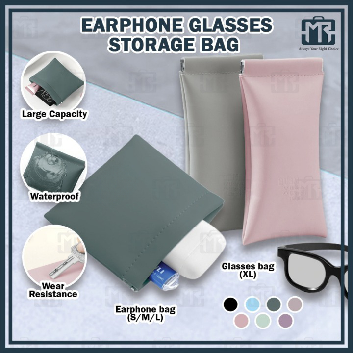 MR PU Leather Cable Bag Cosmetic Bag Earphones Storage Bag Organizer ...