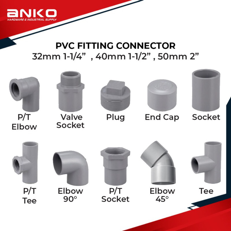 PVC Fitting Penyambung Paip Connector-Socket/Elbow/Tee/PT Socket Elbow Tee/Valve Socket/Plug/End ...