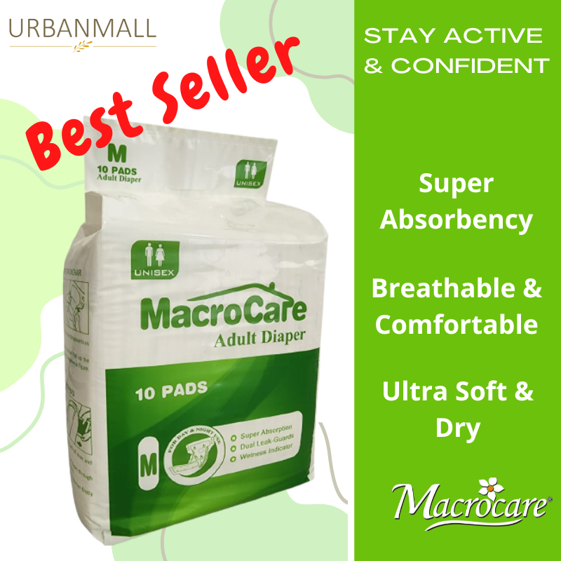 Macrocare Premium Disposable Adult Diaper Super Absorbency Ultra Soft Breathable Non-Woven for ...