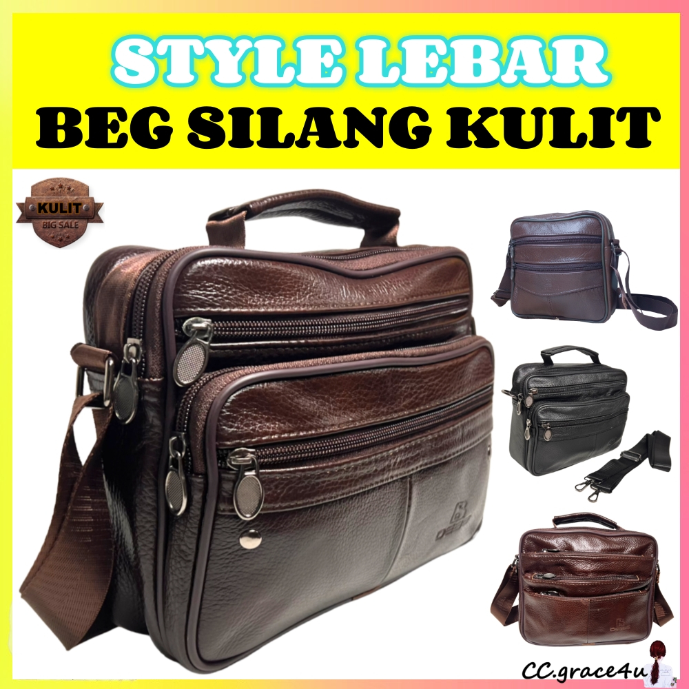 Genuine Cow Leather Men's Sling Bag Beg Silang Lelaki Kulit Lembu Tulen ...