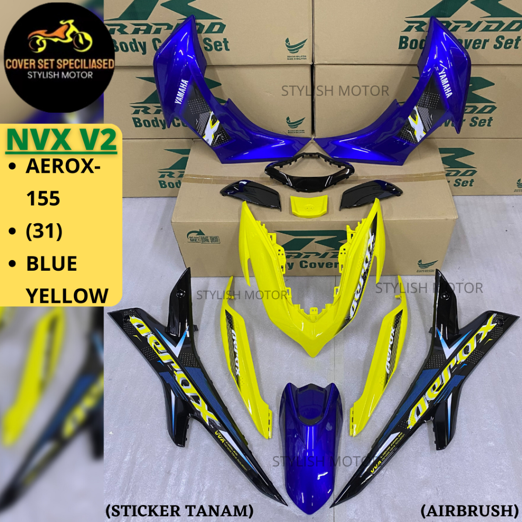 (STICKER TANAM/AIRBRUSH) RAPIDO COVER SET YAMAHA NVX V2 AEROX-155 (31 ...