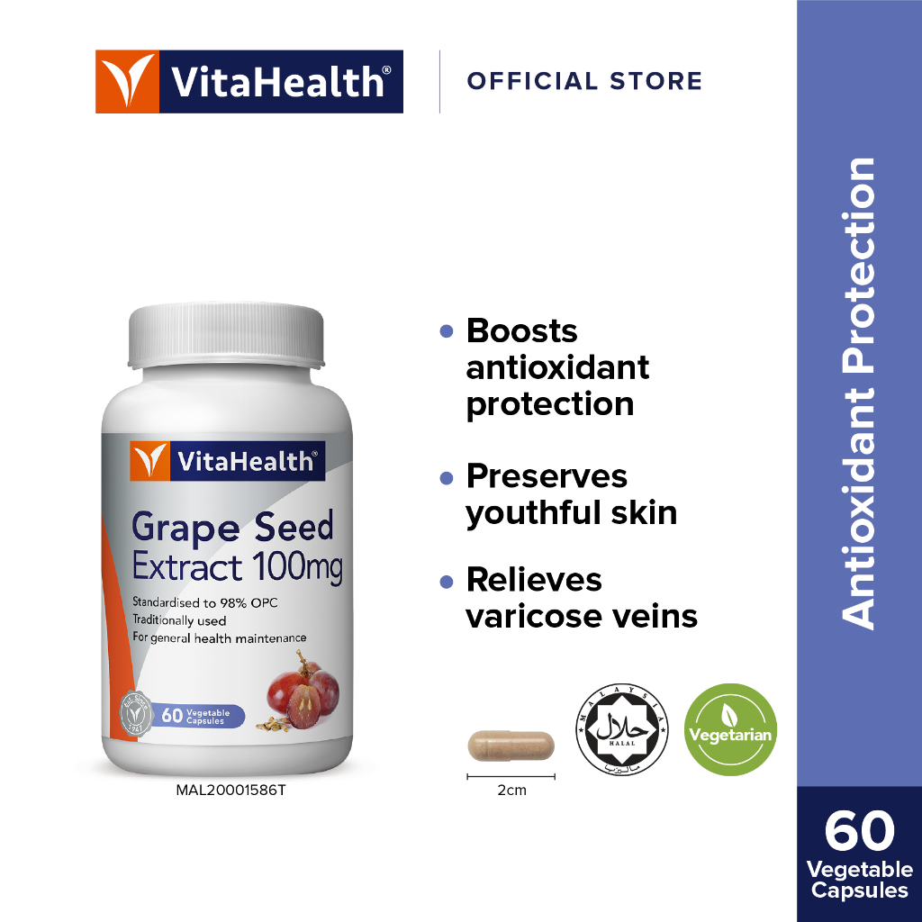 VitaHealth Grape Seed Extract 100mg (60's) [Expiry 3/2027] | Shopee ...