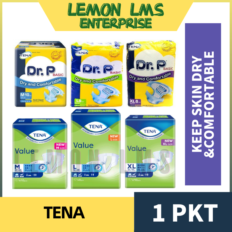 TENA VALUE ADULT DIAPERS M 10PCS - L 8PCS - XL 10PCS / DR P M 10PCS - L ...