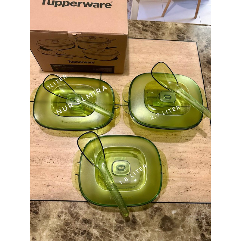 tupperware crystaline green (1 set) | Shopee Malaysia