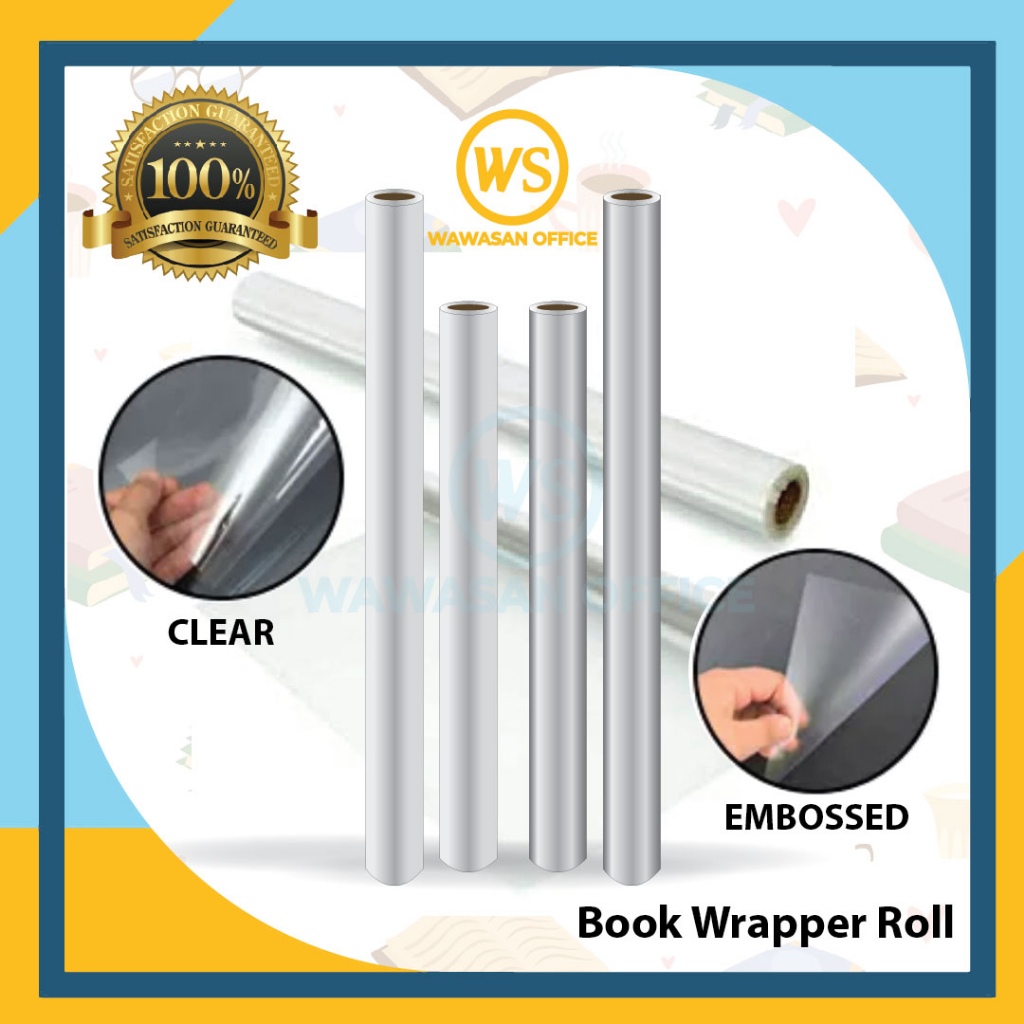 Book Wrapper / Book Cover Roll / Book Wrapping Plastic / Pembalut Buku - 5 Meter (34cm / 45cm ...