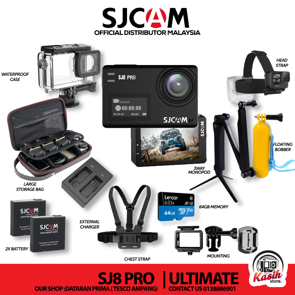 [SJCAM Official] SJ8 Pro Action Camera Dual Screen 1 Year Warranty ...