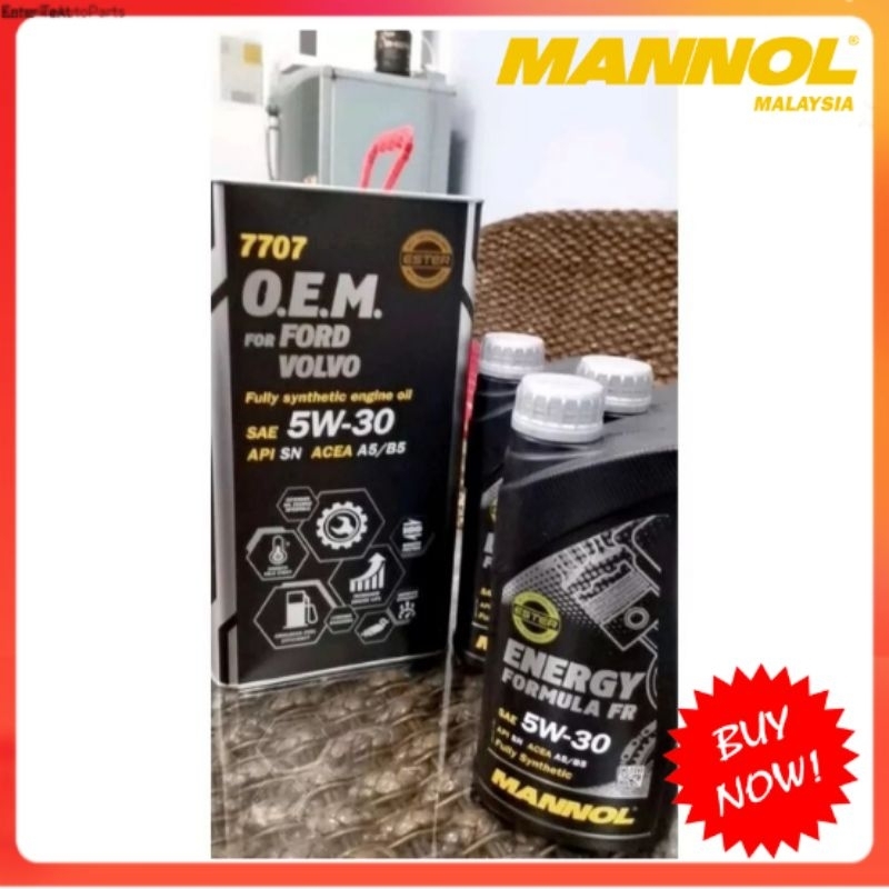 MANNOL MN7707 O.E.M FORD VOLVO 8L 5W30 7707 + FLUSH RANGER T6 T7 (With ...