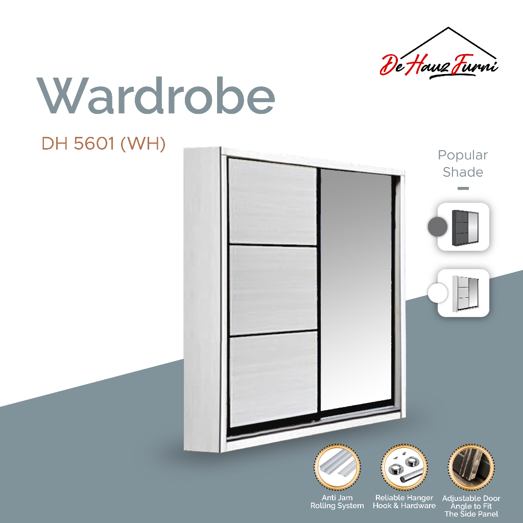 【𝐃𝐞𝐇𝐚𝐮𝐳_𝐅𝐮𝐫𝐧𝐢】🎁 5 feet Sliding Doors Wardrobe / 5ft X 7ft Sliding ...
