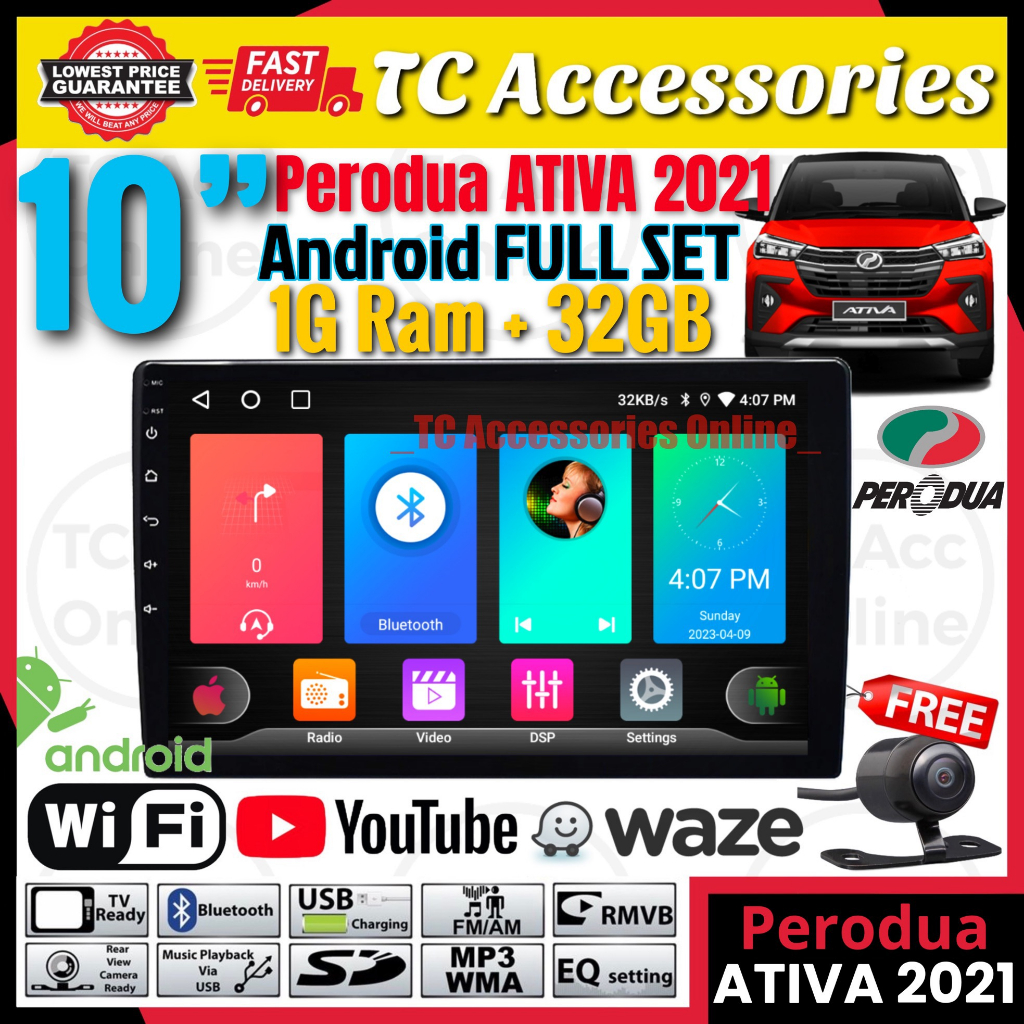 (Perodua Ativa 2021) 10" Android 2-DIN Car Player IPS Screen 2GB/4GB ...
