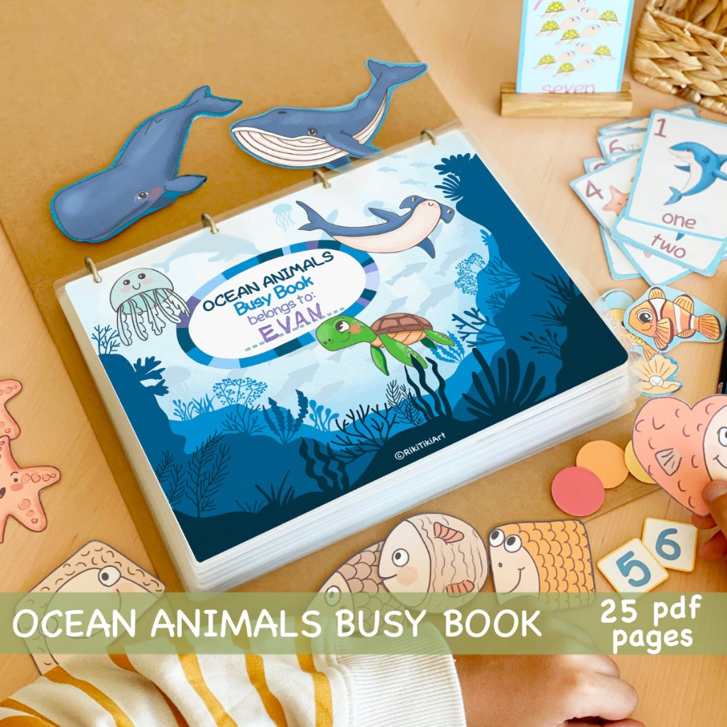 PDF] Ocean Animals Busy Quiet Book Learning Kids Printable Montessori ...