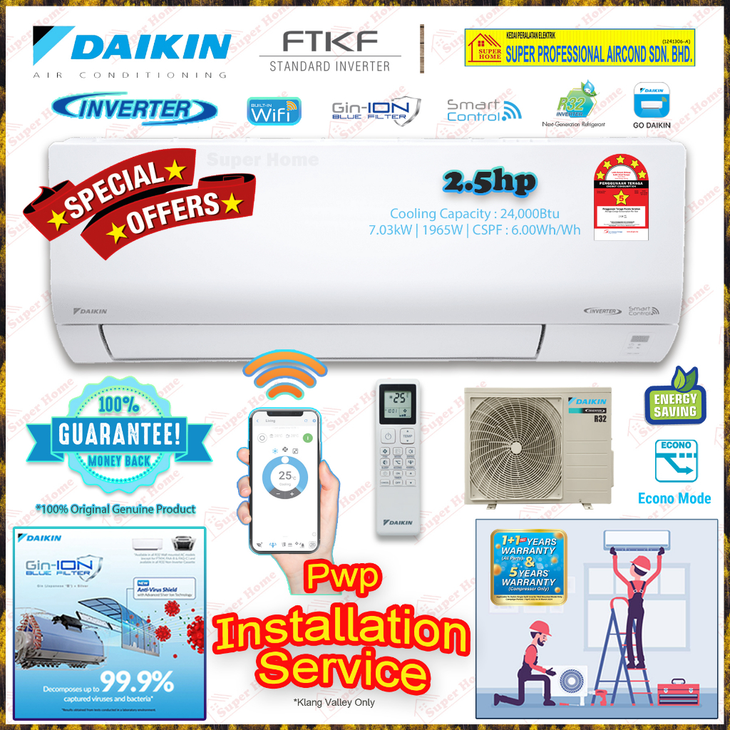 Program NUR Seda Daikin 2.5hp Inverter Air Conditioner FTKF71CV1MF ...