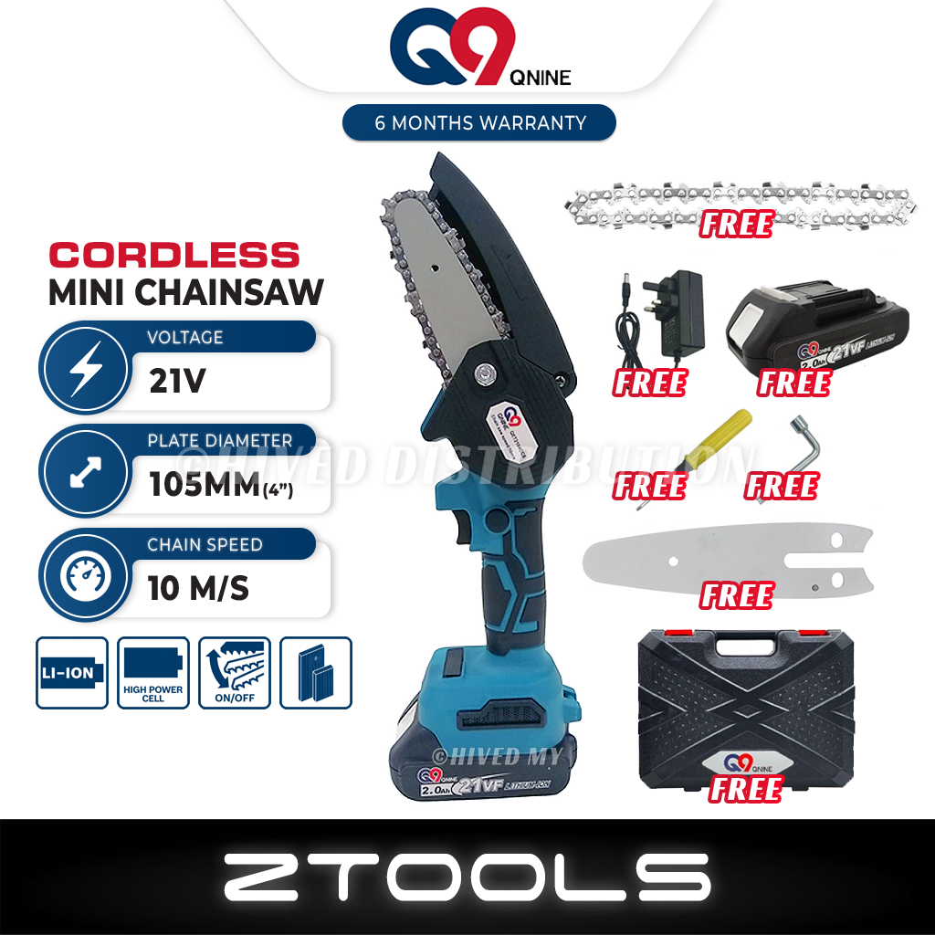 Q9 21V Cordless 4" Mini Chainsaw | Handheld One Hand Chain Saw | Wood ...