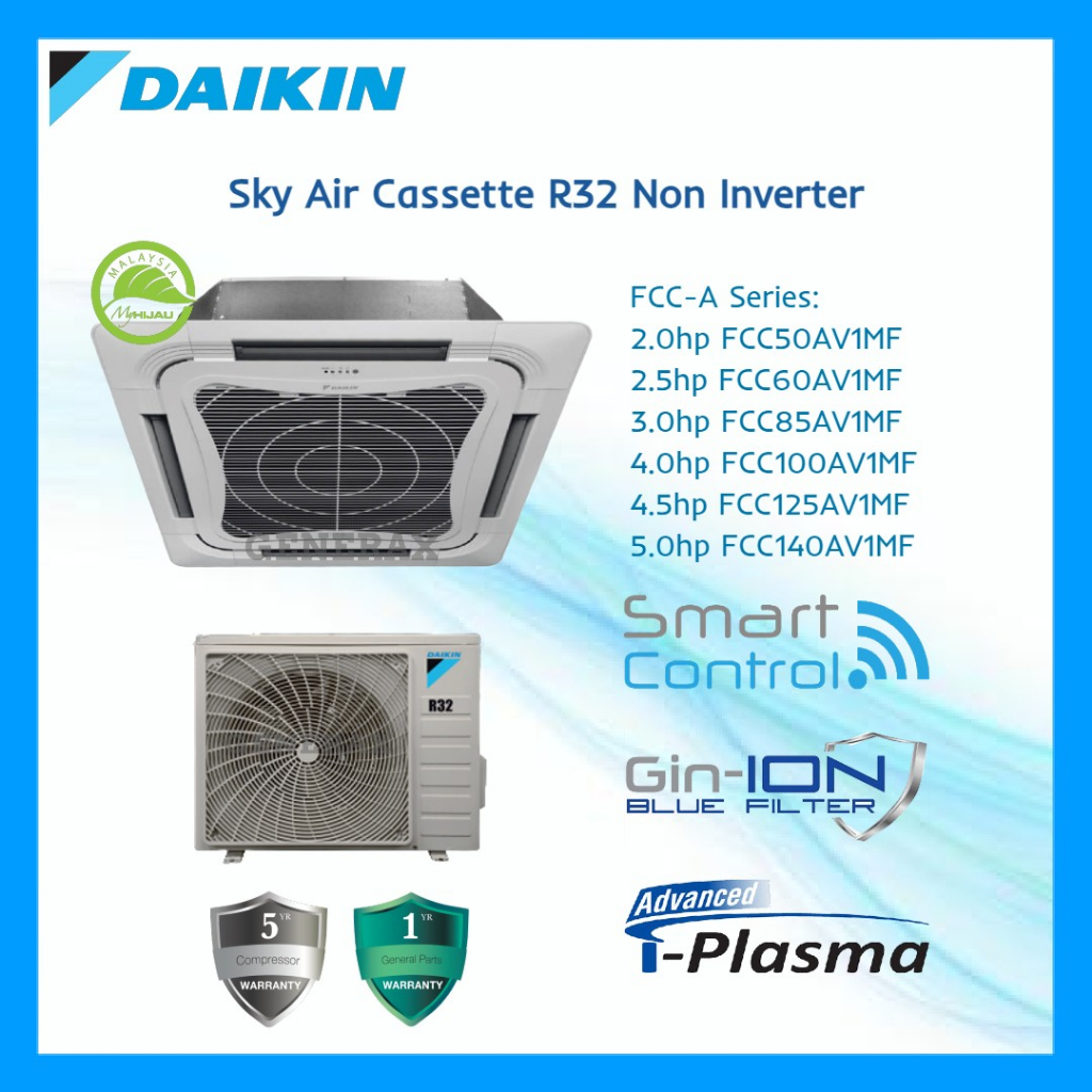 [Klang Valley] DAIKIN 1.0~5.0HP Sky Air Cassette R32 Non Inverter FFC-A ...