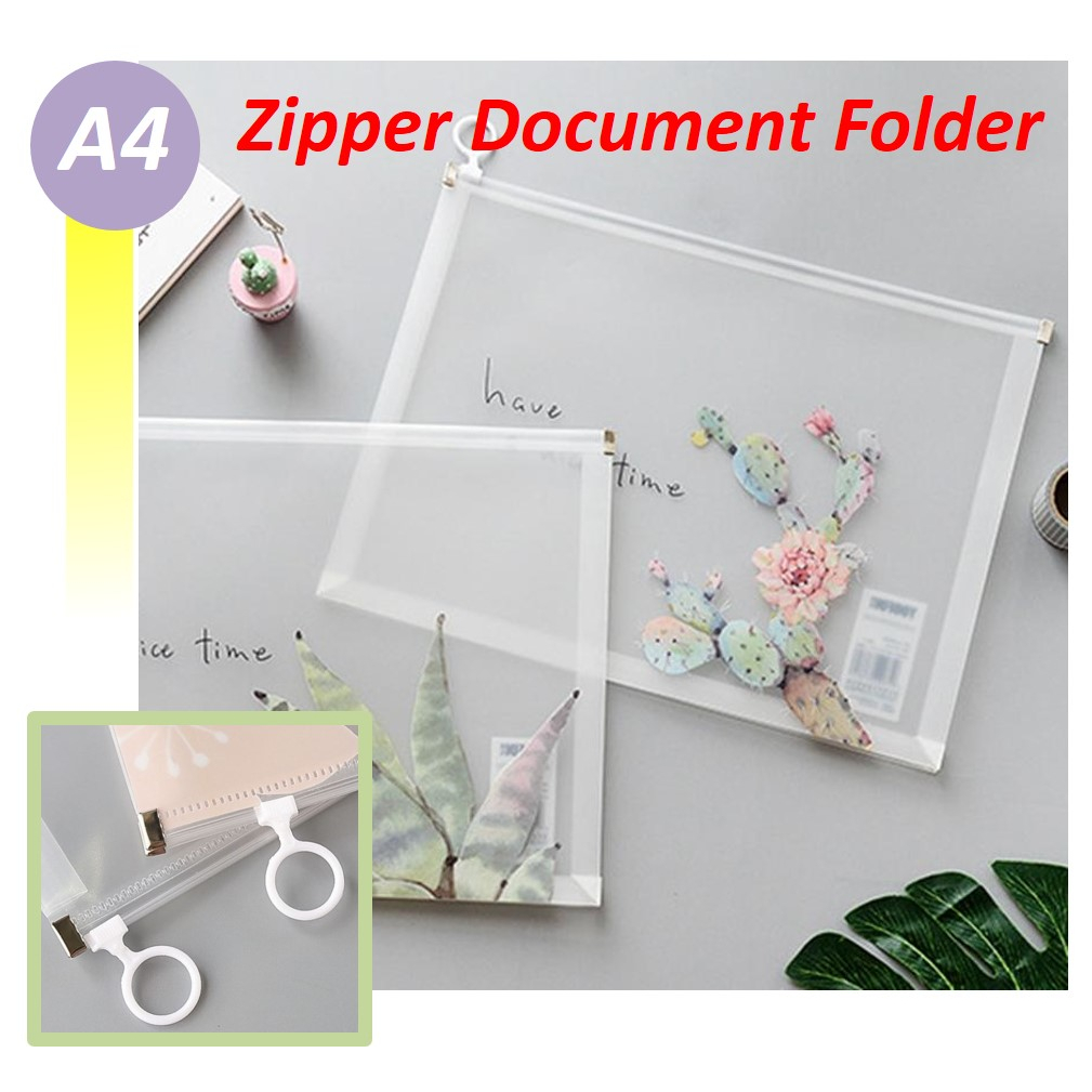 A4 Transparent Zipper File Folder File Holder Student File Office Use ...