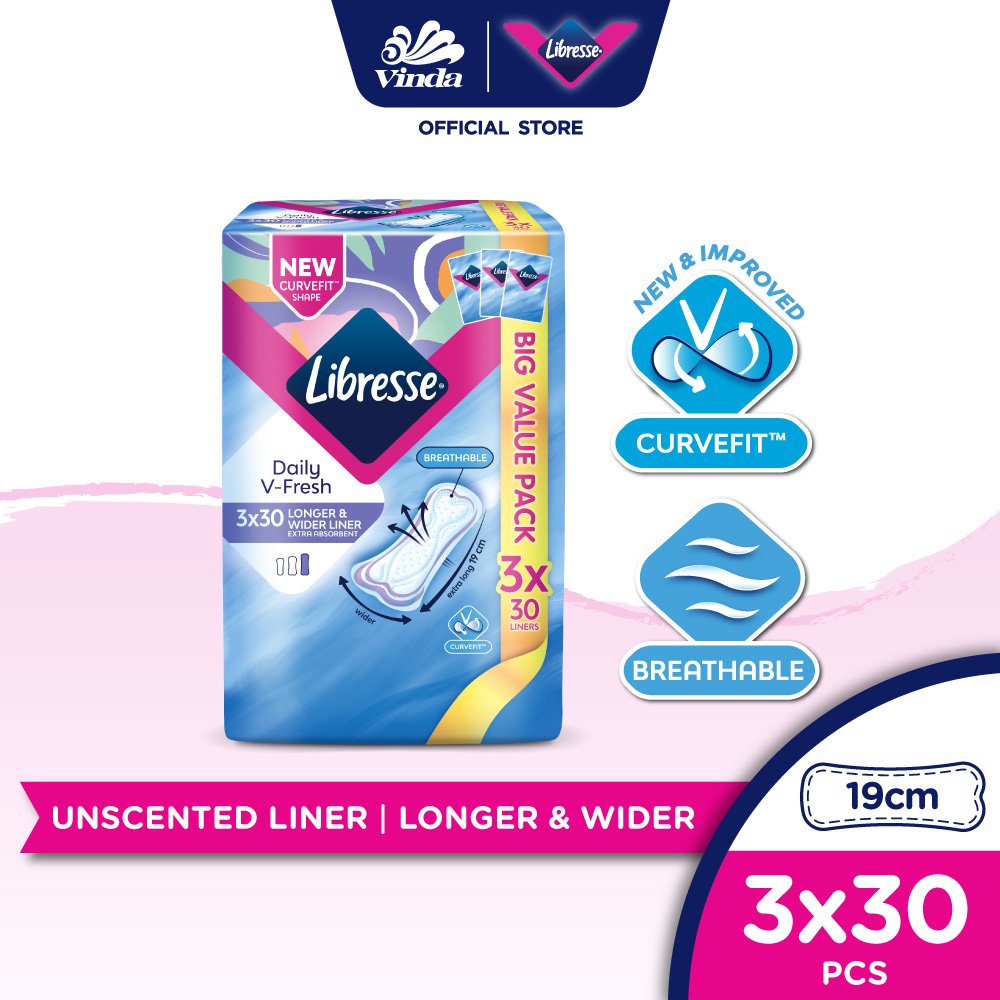 Libresse Longer & Wider Slim Panty Liner 19cm (3x30s) | Shopee Malaysia