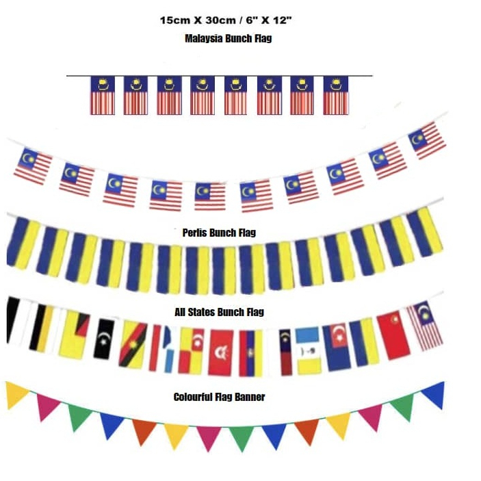 Malaysia Bunting Flag /Perlis Bunch Flag / All States Bunch Flag ...