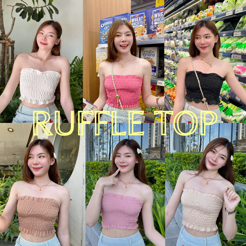 Ruffle Top Tube Top 6 Colors [𝗥𝗘𝗔𝗗𝗬 𝗦𝗧𝗢𝗖𝗞]🔥 | Shopee Malaysia