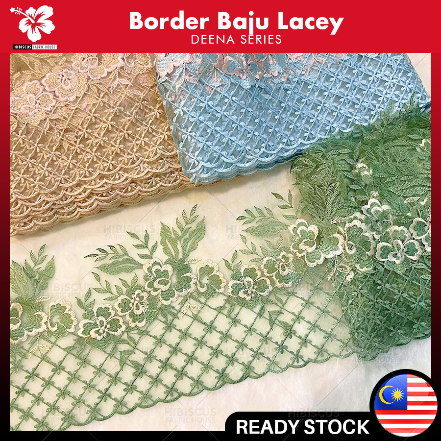 Border Lace Deena Embroidery Raya / Renda Baju Lace Kain Renda Border ...