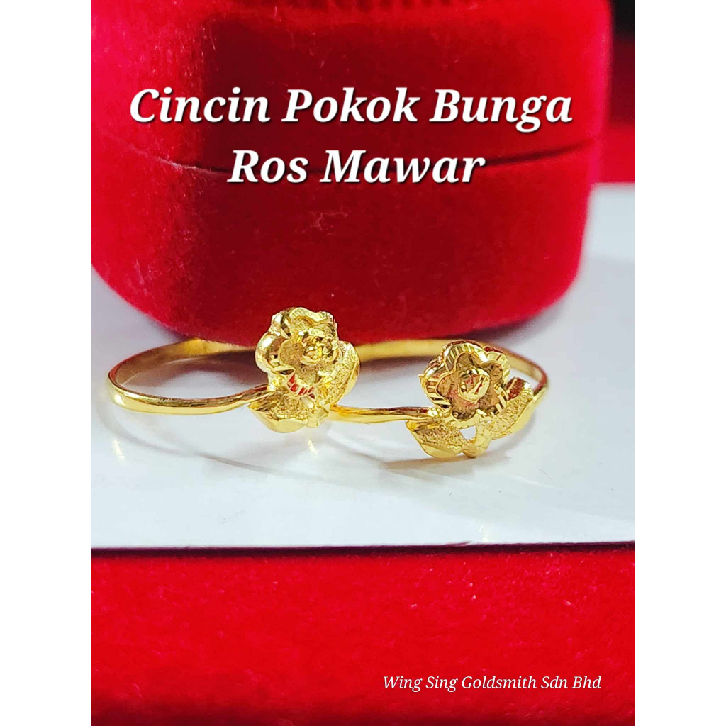 Wing Sing Cincin Bunga Ros Padu Bajet Emas 916 Tulen Original / 916 ...