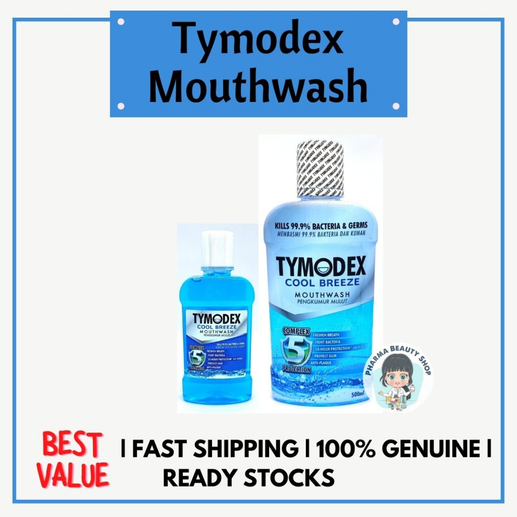 Tymodex Cool Breeze Mouthwash 100ml/ 500ml (24 hour protection ...