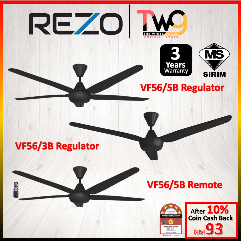 REZO Ventus Metal Blade 3B / 5B Regulator / REMOTE Ceiling Fan VF56 ...