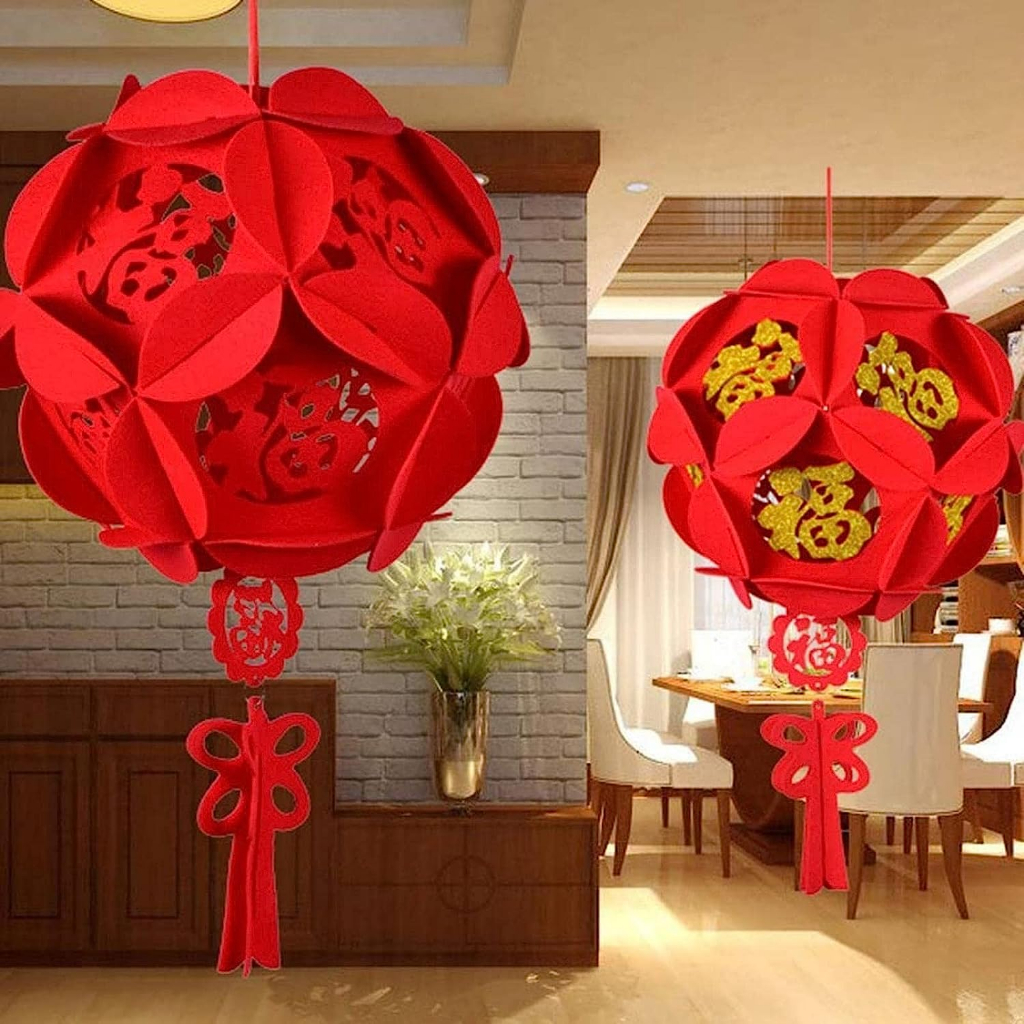 1pc Chinese New Year CNY Decoration Lantern Red Spring Festival Fu Word ...