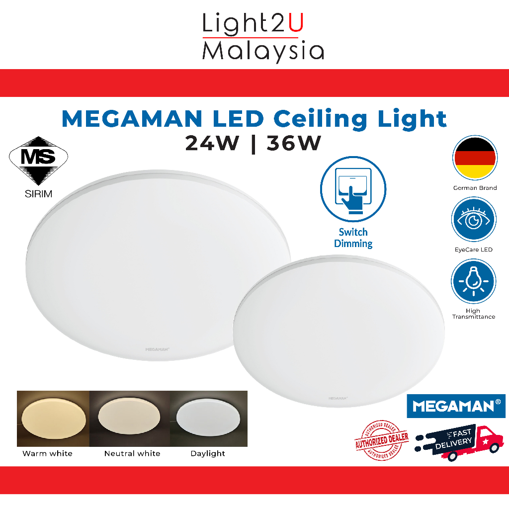 MEGAMAN MXL1075 LED Round Surface Ceiling Light 24W/36W 12"/14" (White ...
