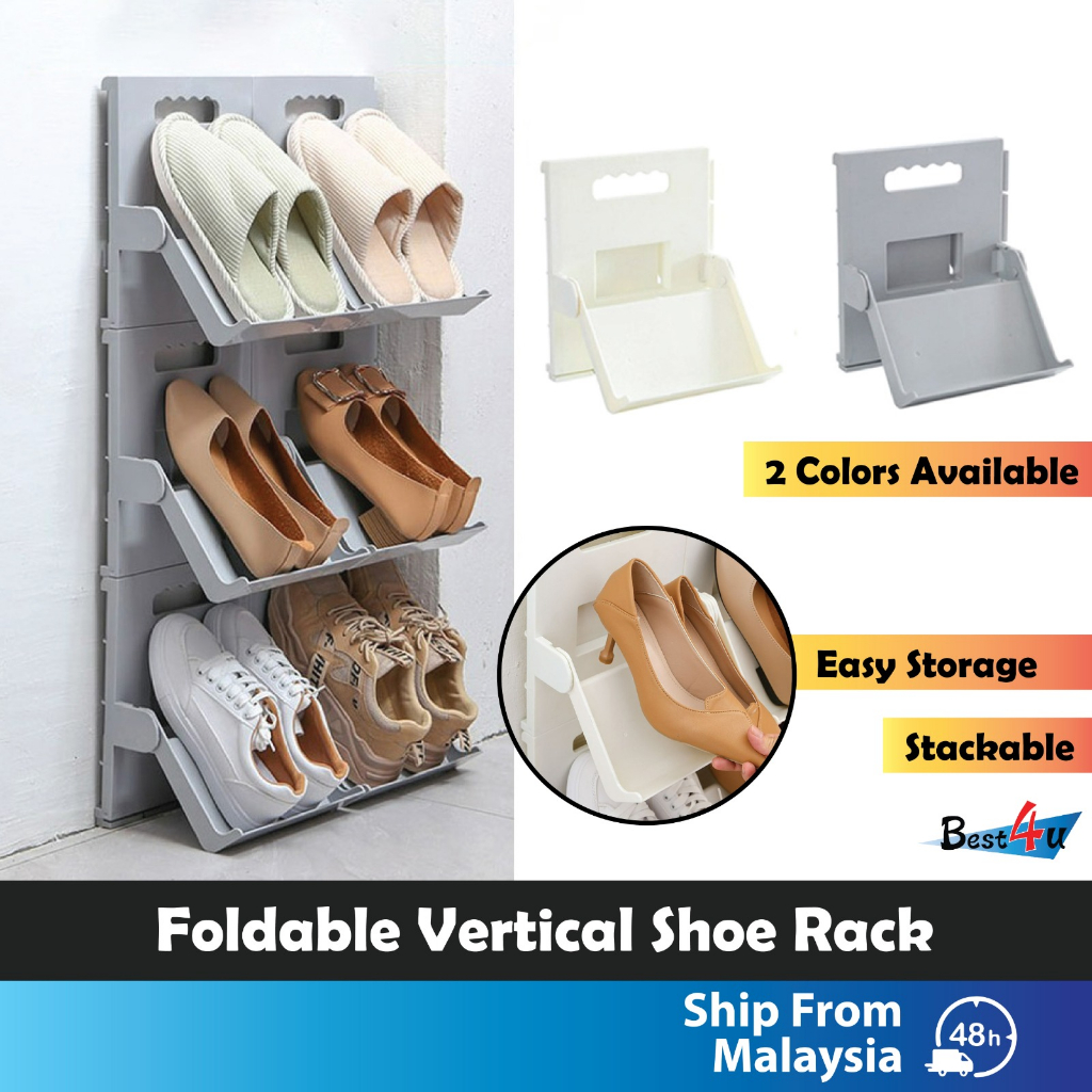 BEST4U Foldable Vertical Simple Shoe Rack | Door Slippers Storage Rack ...