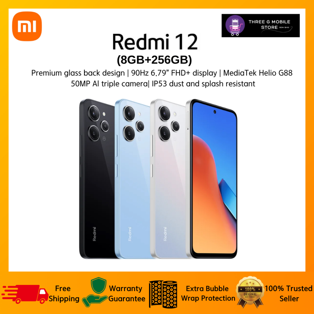 Redmi 12 (8GB+256GB) | Media tek Helio G88 | 50MP AI triple camera ...