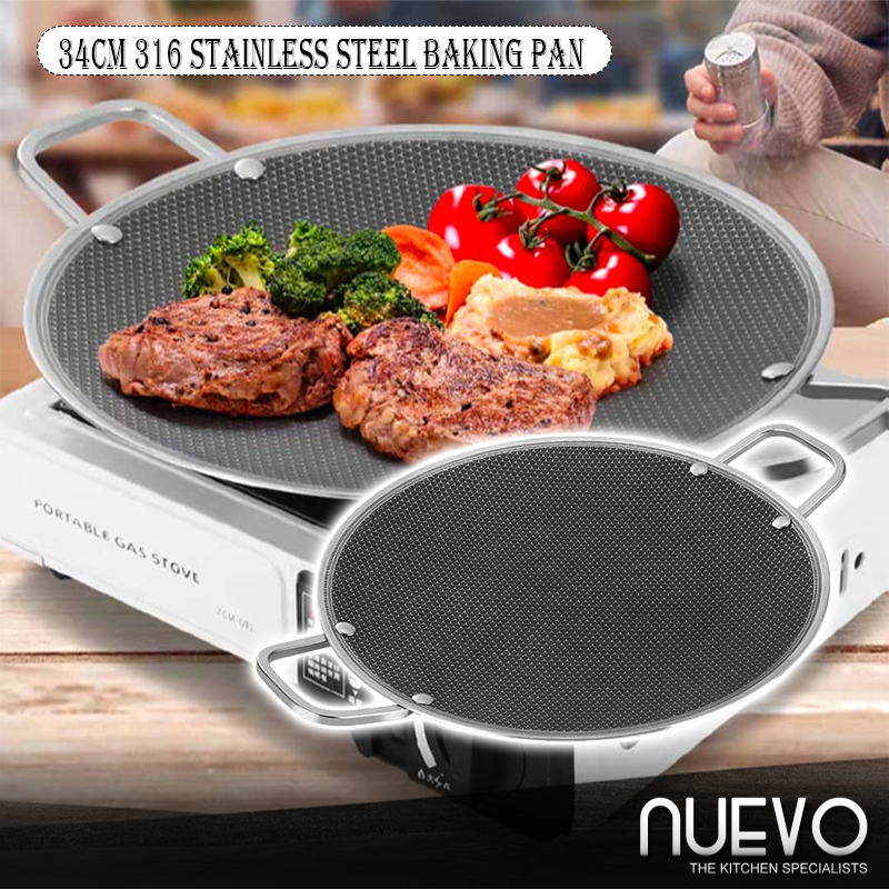 New 34CM Honeycomb Non-Stick Barbecue Plate (KATA) 316 Stainless Steel ...