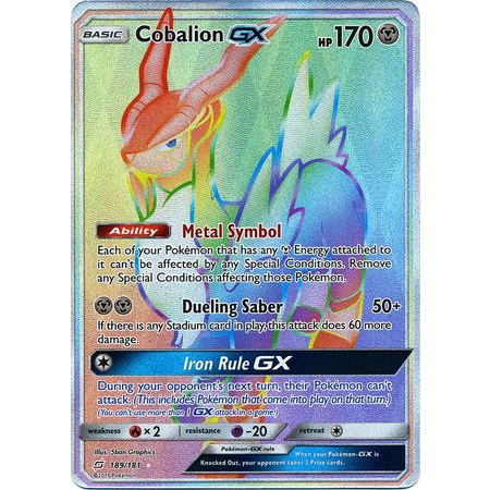 Cobalion GX / 189/181 / Hyper Rare / Sun & Moon Team Up Pokemon Trading ...